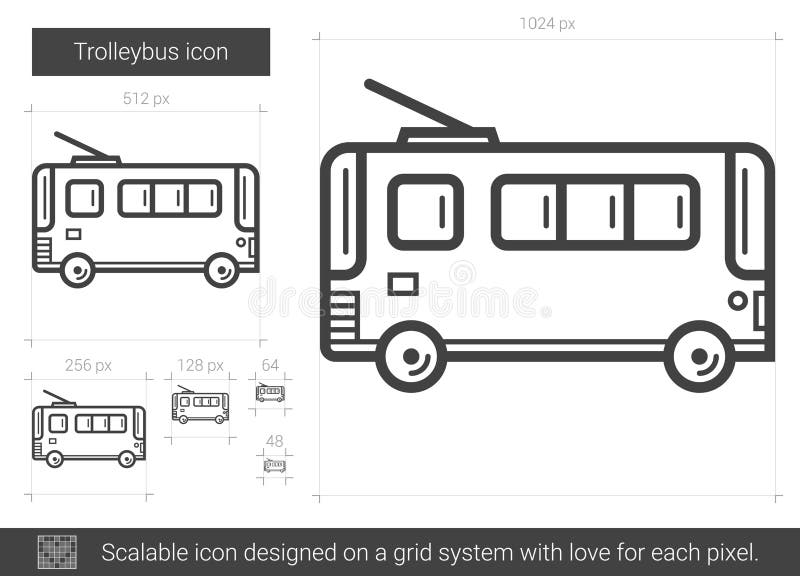 Trolleybus line icon. stock vector. Illustration of commercial - 93883890