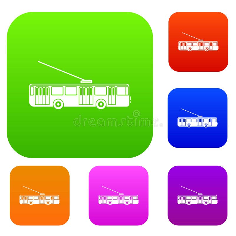 Trolleybus set collection stock vector. Illustration of boarding - 98589839
