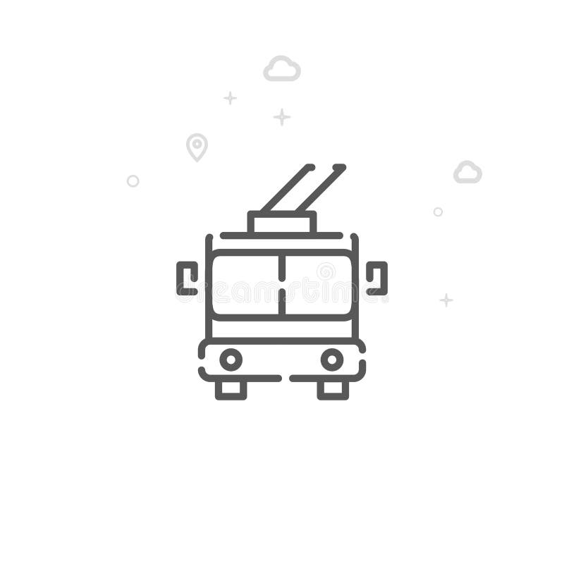 Trolleybus Vector Line Icon, Symbol, Pictogram, Sign. Light Abstract ... Trolleybus Vector Line Icon, Symbol, Pictogram, Sign. Light Abstract ...