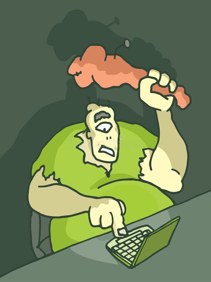 Laptop Or Computer Super Hero Standing With Cape Stock Vector ...