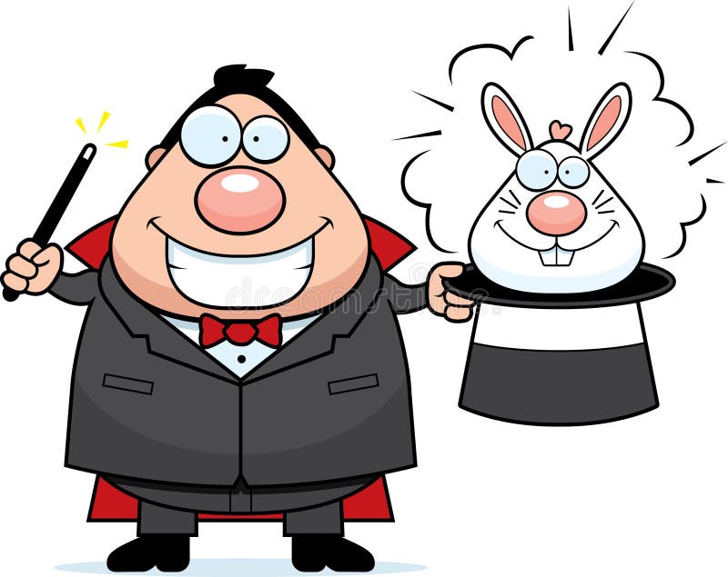 Tecknad Filmtrollkarl Med Kaninen I Hatt Vektor Illustrationer ...