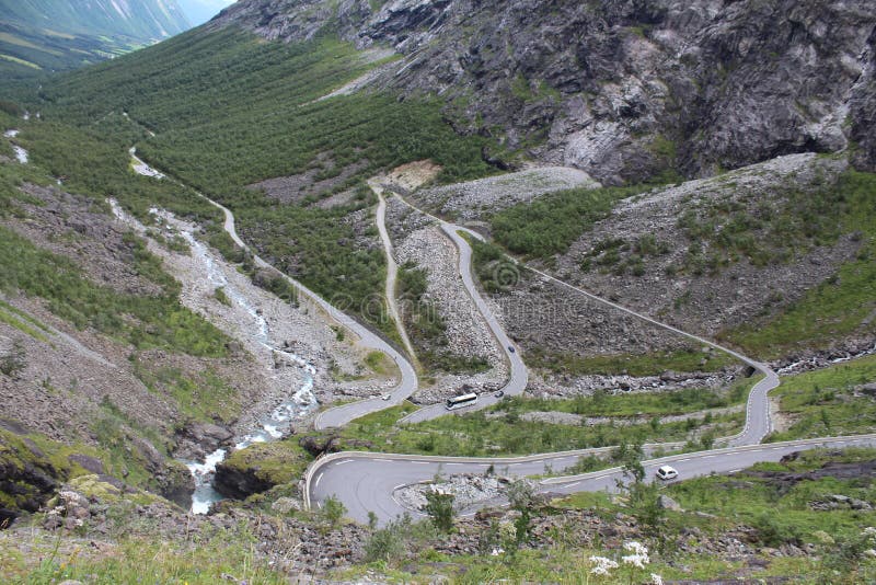 Trolls Path (norwegian Trollstigen). Stock Photo - Image of river, bend ...