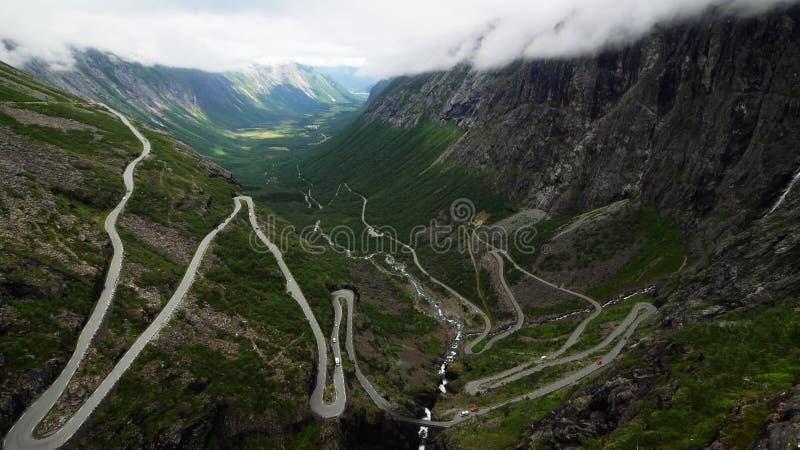 Trolls Path Road Curving Down the Mountain Valley on a Cloudy Day ...