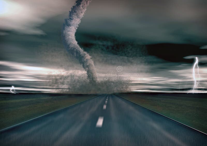 Kraftig storm och tromb stock illustrationer. Illustration av ...