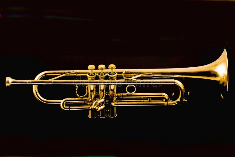 Trombeta Do Ouro Isolada No Fundo Preto Foto de Stock - Imagem de ...