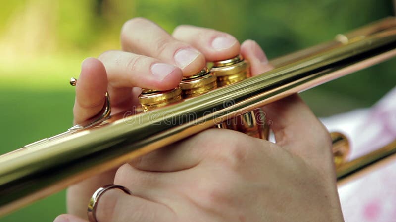 Trombone closeup stock footage. Video of play, hands - 51010664