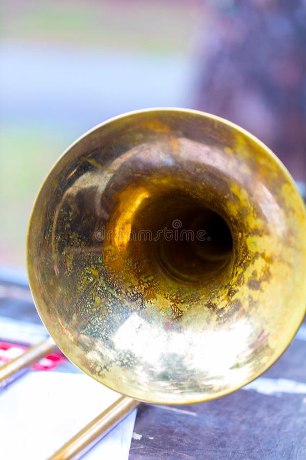 Trombone Fragment of Wind Brass Orchestral Musical Instrument Stock ...