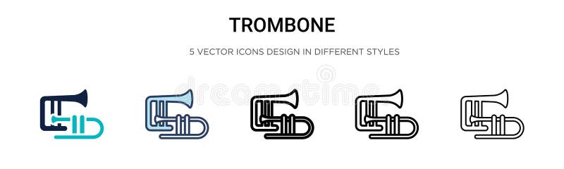 Trombone Icon in Filled, Thin Line, Outline and Stroke Style. Vector Illustration of Two Colored ...