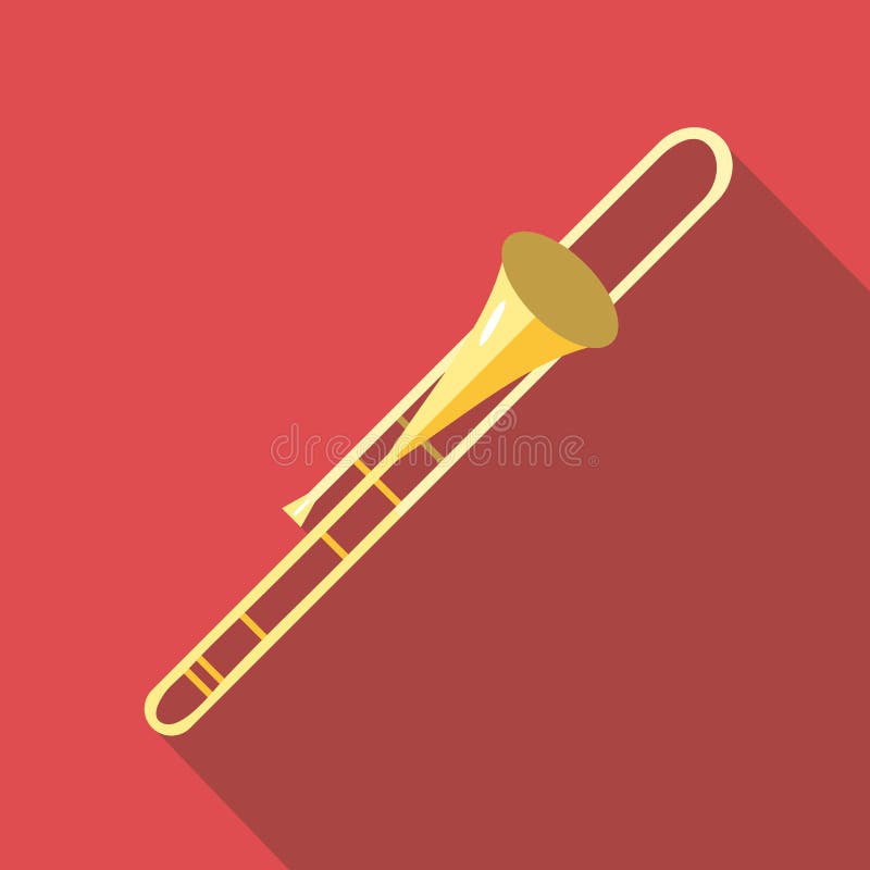 Trombone icon, flat style stock vector. Illustration of mouthpiece ...