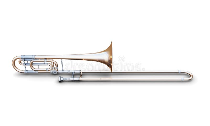 Trombone on a white stock illustration. Illustration of shiny - 56448979