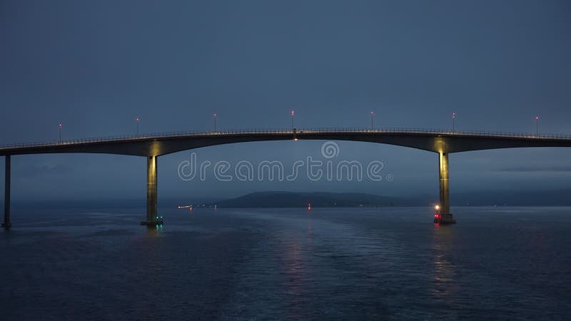 Tromso Bridge in Twilight, Norway, View from Back of Cruise Ship in ...