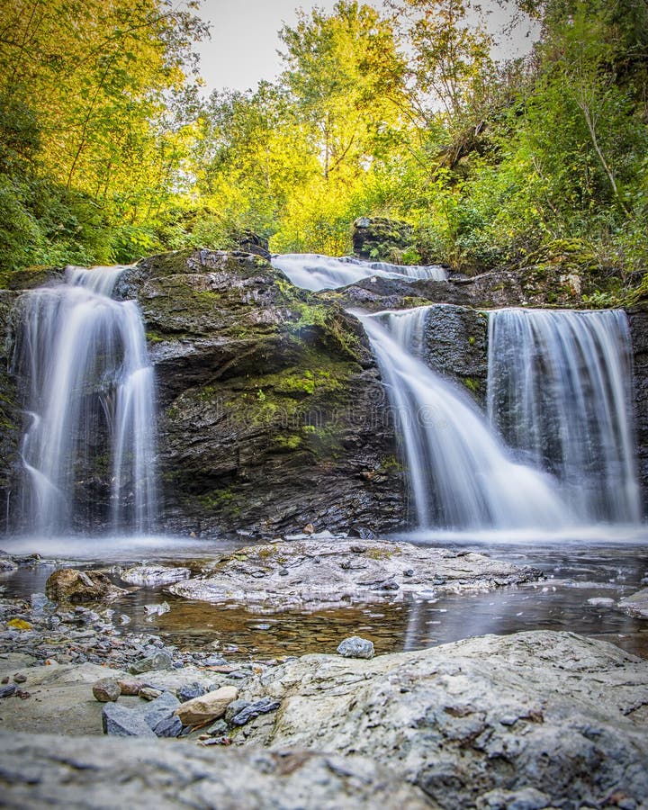 Trondheim Ilabekken Waterfall Rule of Thirds Edit Stock Image - Image ...