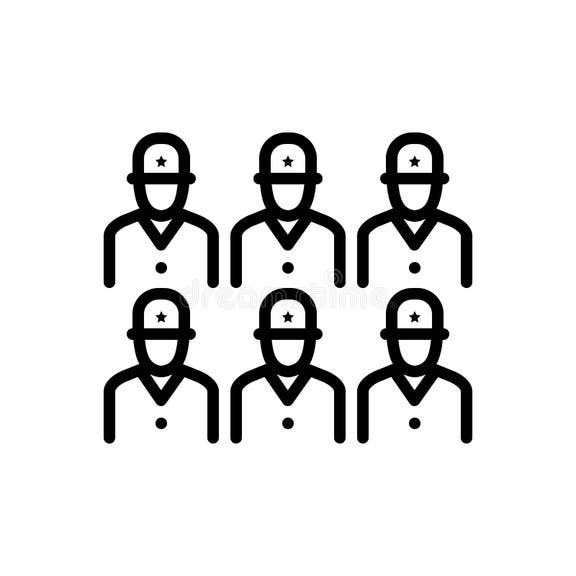Black Line Icon for Troop, Soldiers and Army Stock Vector ...
