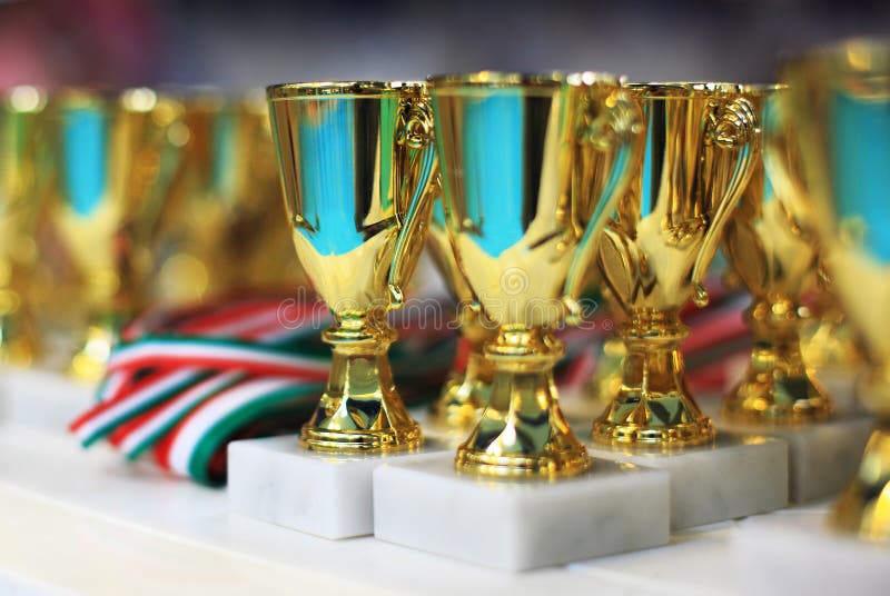 Winning trophies stock image. Image of gold, prize, congratulations ...