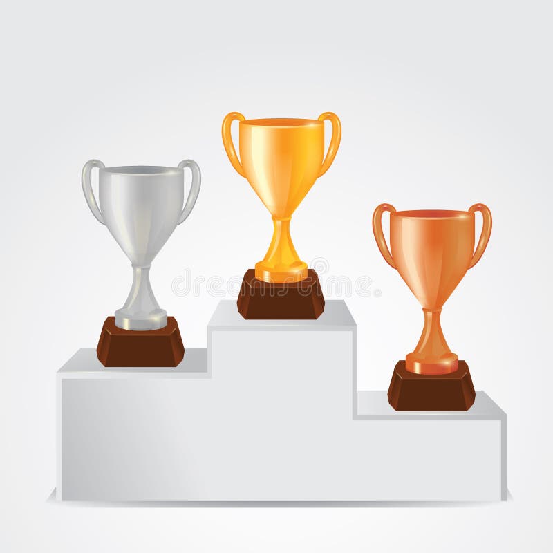 Trophies on Winner Podium. Vector Illustration Decorative Design Stock ...