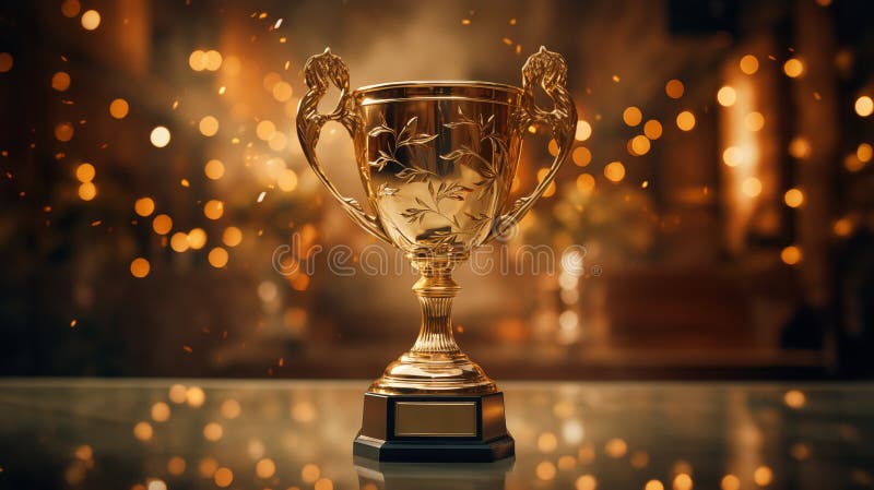 Trophy at Awards Ceremony. Banner with Place for Text Stock ...