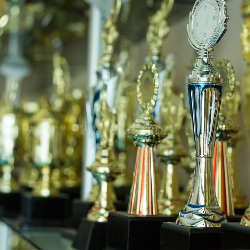 Trophy Awards for Champion Leadership Stock Photo - Image of metal ...