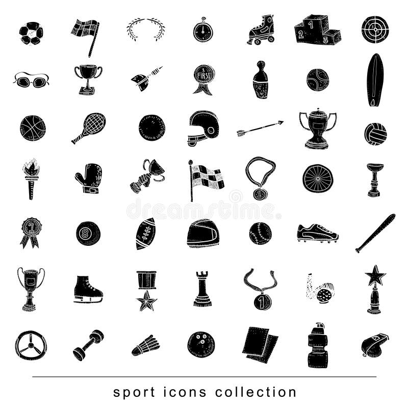 Trophy and Awards Icons Set Hand Drawn Vector Illustration Stock Vector ...