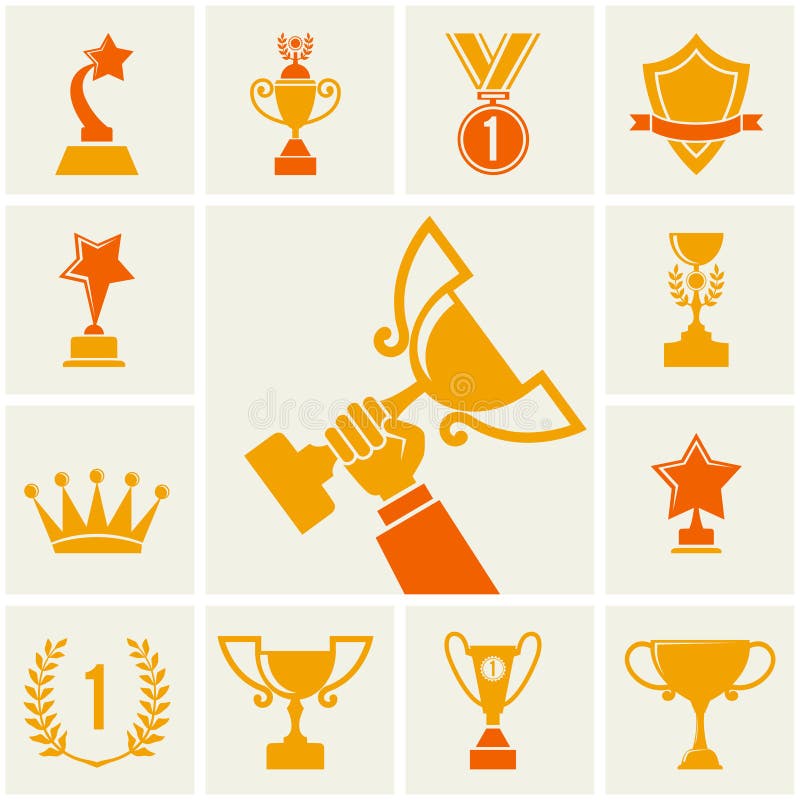 Trophy and Awards Icons Set. Stock Illustration - Illustration of prize ...