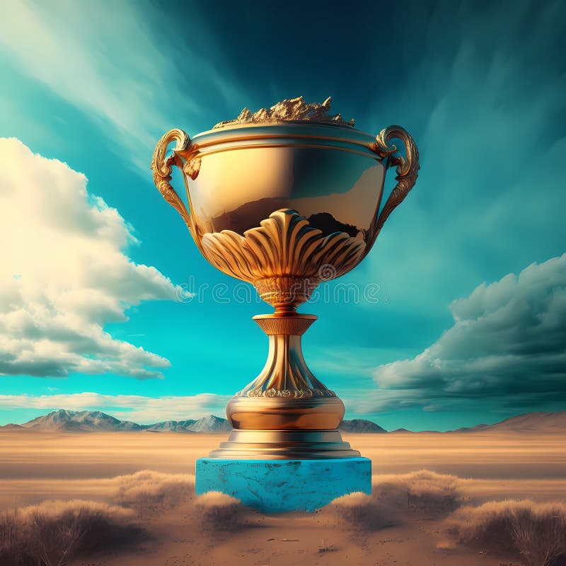 Luxury Trophy at Sport Field Soccer Stadium. Generative AI Stock ...