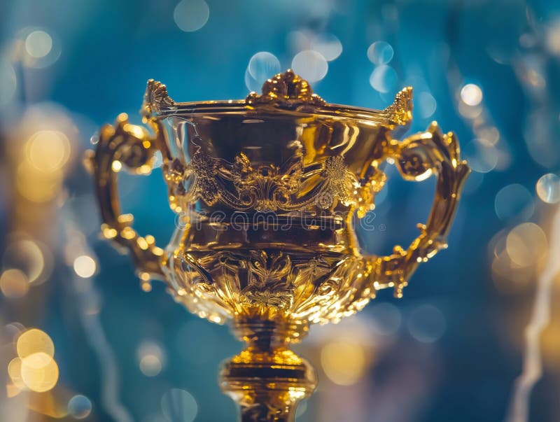 Trophy with a Blue Background and Sparkling Gold, Winning Symbol Stock ...