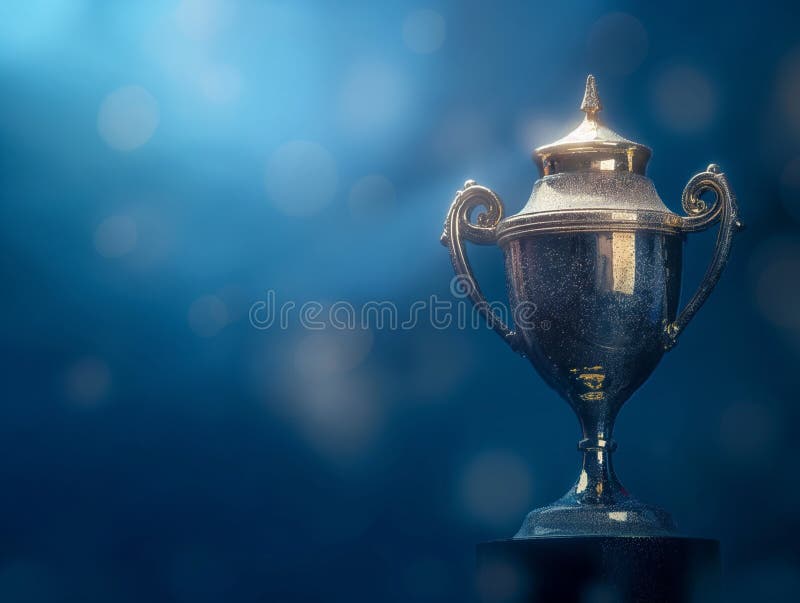 Trophy with a Blue Background and Sparkling Gold, Winning Symbol Stock ...