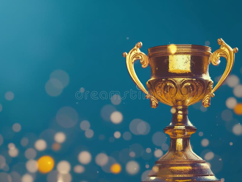 Trophy with a Blue Background and Sparkling Gold, Winning Symbol Stock ...