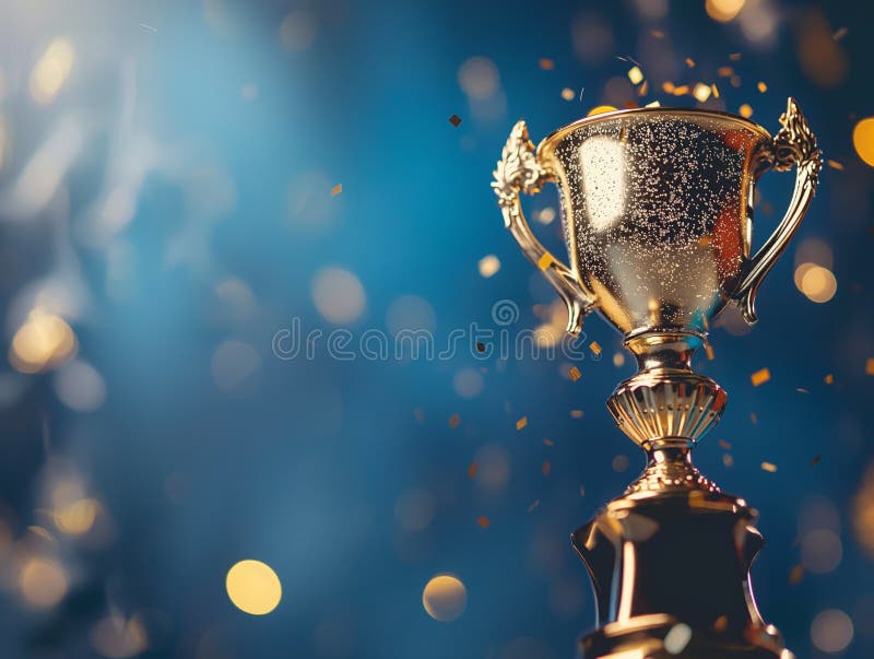 Trophy with a Blue Background and Sparkling Gold, Winning Symbol Stock ...