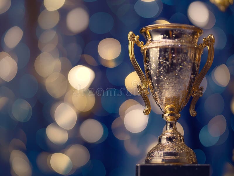 Trophy with a Blue Background and Sparkling Gold, Winning Symbol Stock ...