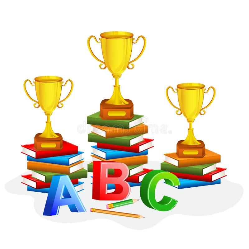 Trophy on Book stock vector. Illustration of pile, alphabet - 29535743