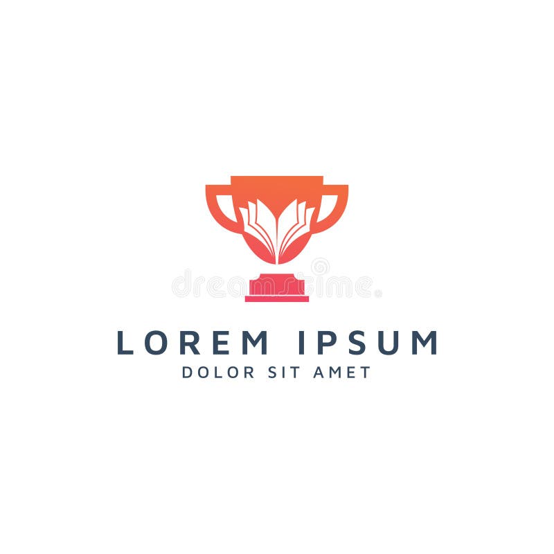 Trophy and Book Negative Space Logo Design Stock Vector - Illustration ...