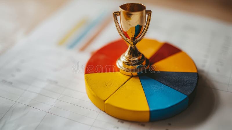 Trophy on a Colorful Pie Chart Representing Success and Analysis Stock ...