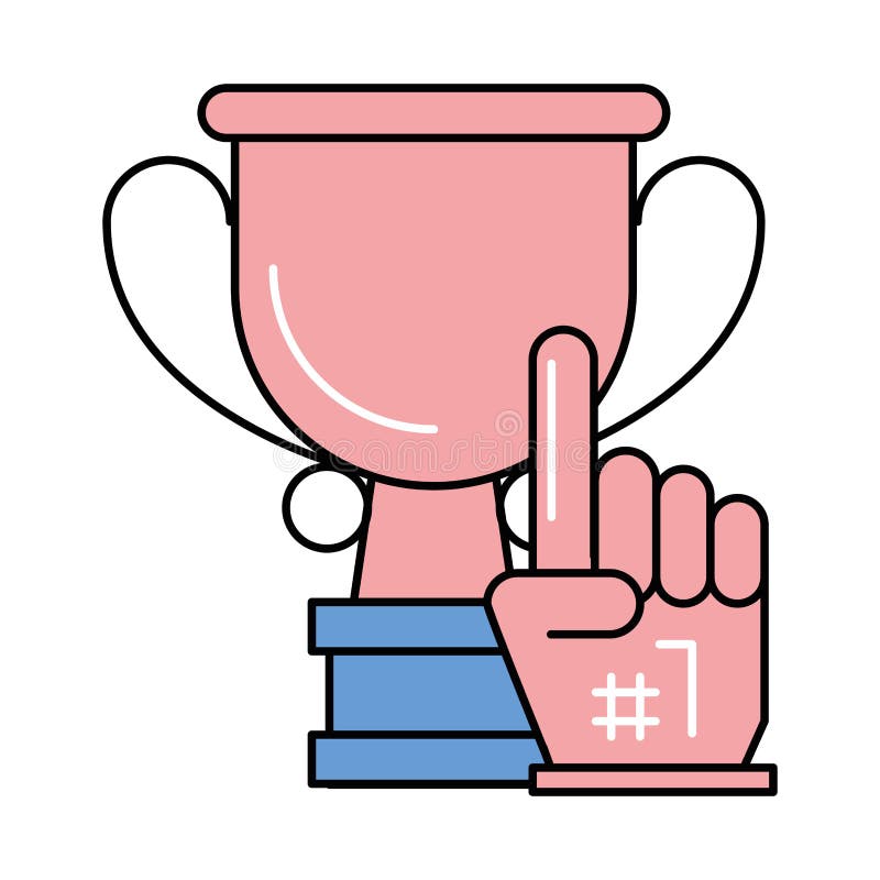 Trophy Cup Award with Number One Glove Stock Vector - Illustration of ...