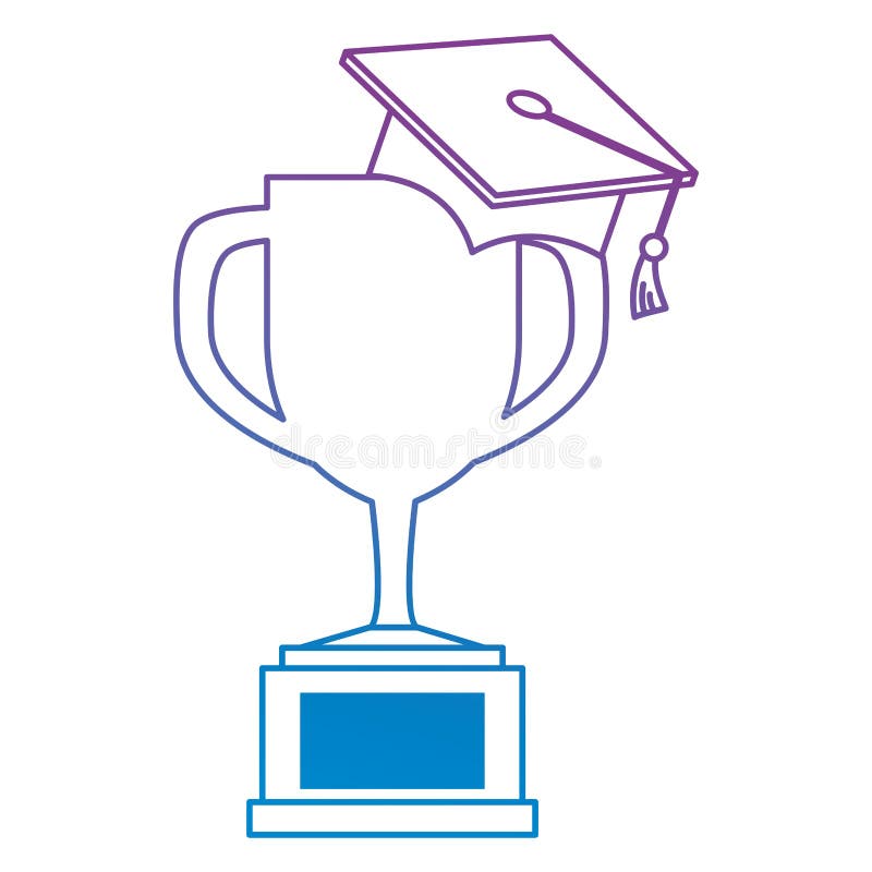 Trophy Cup with Graduation Hat Stock Illustration - Illustration of ...