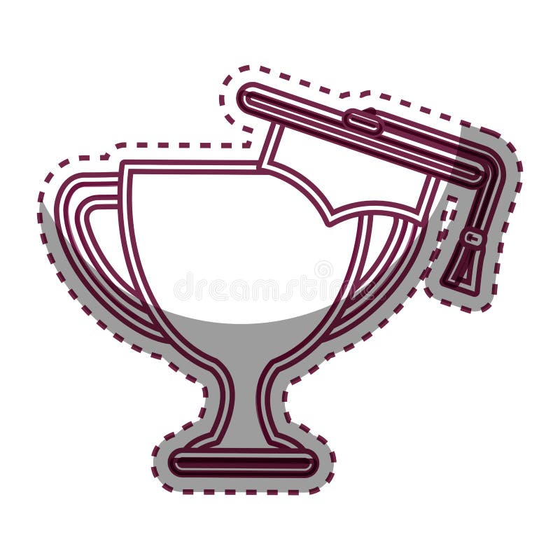Trophy Cup with Hat Graduation Award Isolated Icon Stock Vector ...