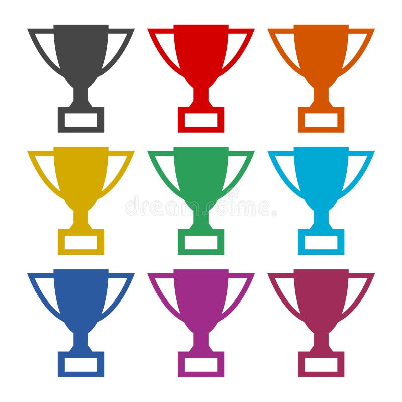 Trophy Cup Icon, Color Icons Set Stock Vector - Illustration of award ...
