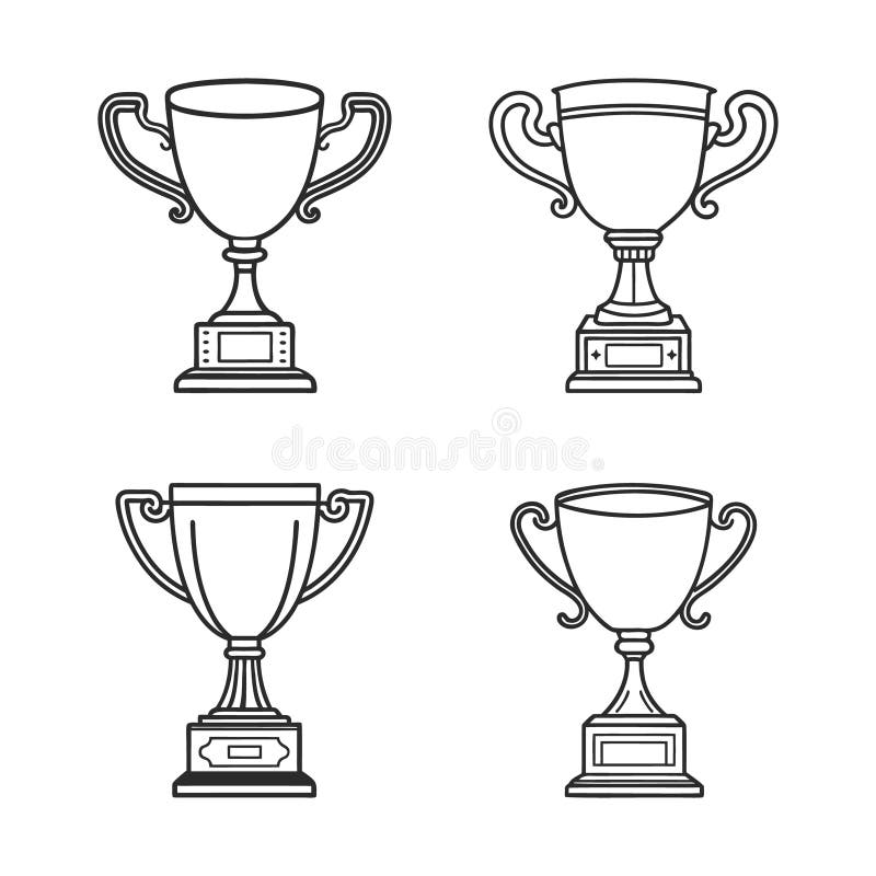 Trophy Cup Icon Set. Outline Illustration of Winner Cups Stock ...