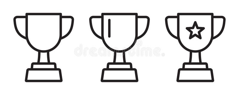 Trophy Cup Line Icon, Winner Cup, Victory Cup Icon. Reward Symbols Set ...
