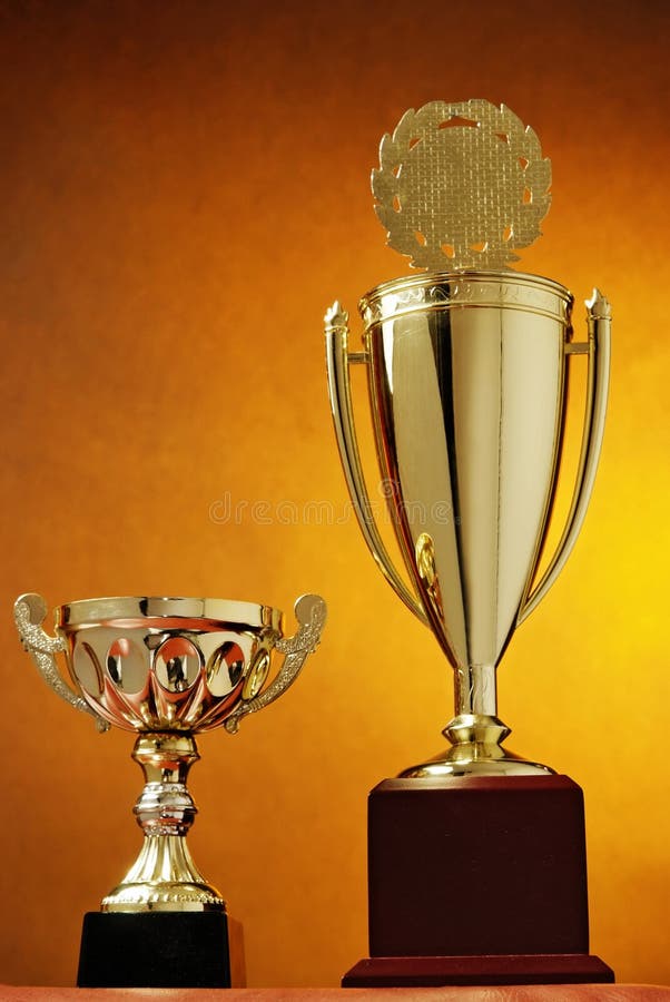 Trophy Cup on Orange Background Stock Image - Image of perfection ...