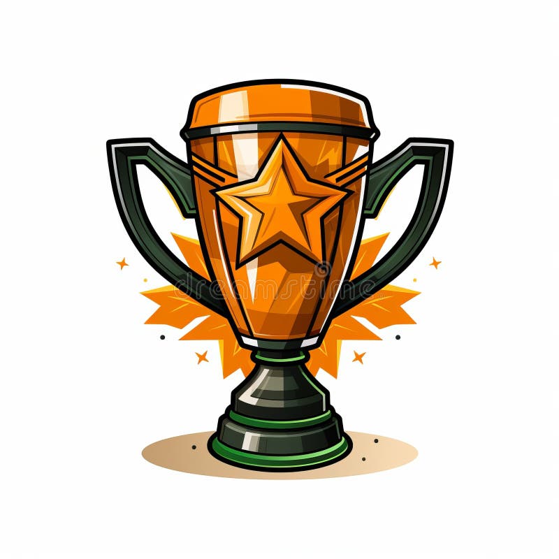 A Trophy Cup with an Orange Star on it Stock Illustration ...