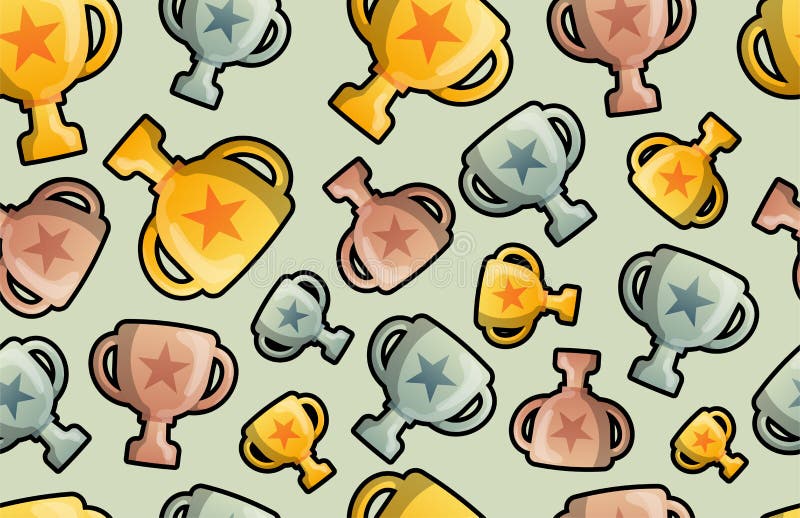 Trophy Cup Seamless Pattern Background. Business Flat Vector Ill ...