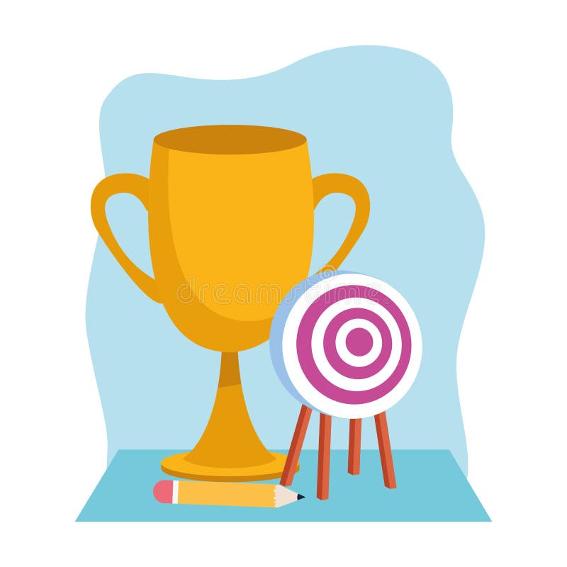 Trophy cup and target icon stock vector. Illustration of success ...