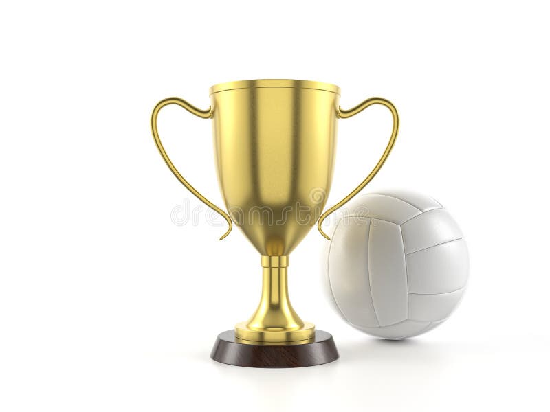 Trophy Cup and Volleyball Ball Stock Illustration - Illustration of ...