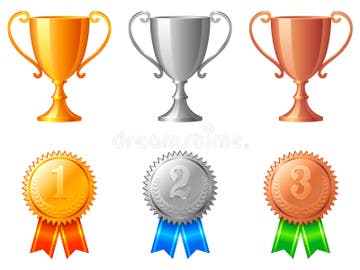 Trophy cups and medals. stock vector. Illustration of honor - 12322380