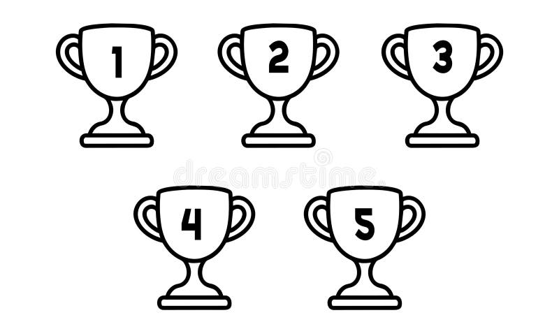 Trophy Cups Set with Numbers Stock Illustration - Illustration of ...