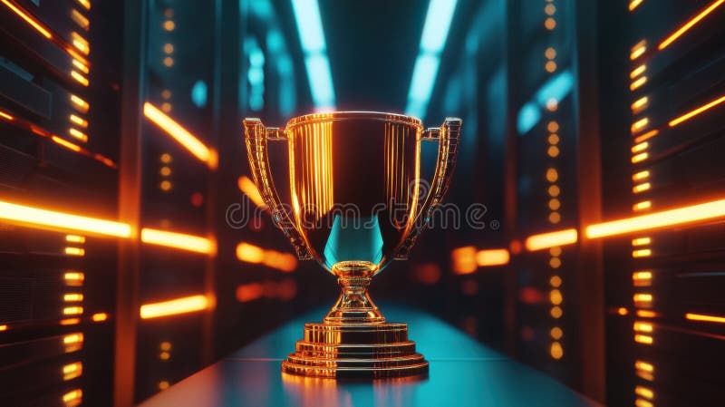 Trophy 3d Achievement Golden Ultramodern Technology in Vibrant Render ...