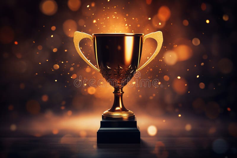 Trophy on a Dark Background with Abstract Shiny Lights. Generative AI ...