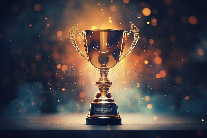 Trophy on a Dark Background with Abstract Shiny Lights. Generative AI ...