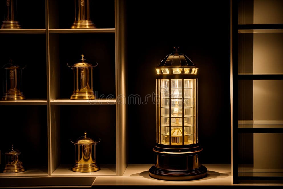 A Trophy in a Display Case Shining As a Lighthouse Stock Illustration ...