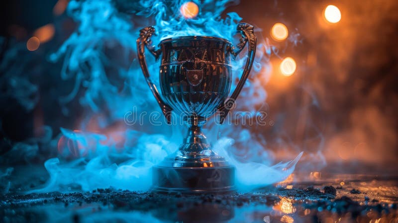 Trophy with Dramatic Smoke and Lighting Effects - Generative Ai Stock ...